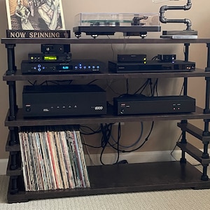 Double Width Audio Rack / Record Player Stand / Stereo Cabinet With ...