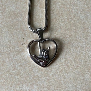 American Sign Language i Love You Heart Necklacelarge or Medium Pendant ...