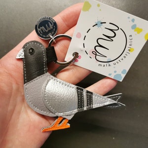 Cute Bird Keychain, Bird Bag Charm, Faux Leather Animal Keychain, Lucky ...