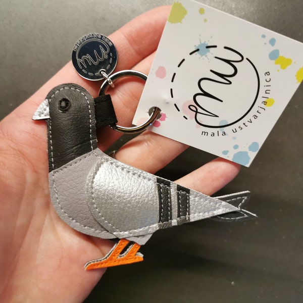 Cute Pigeon Bird Keychain, Pigeon Bag Charm, Faux Leather Animal ...