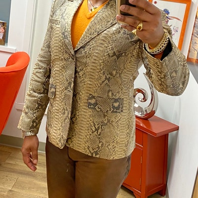 Red Python Leather Women Blazer Leather Classic Fitted Blazer - Etsy