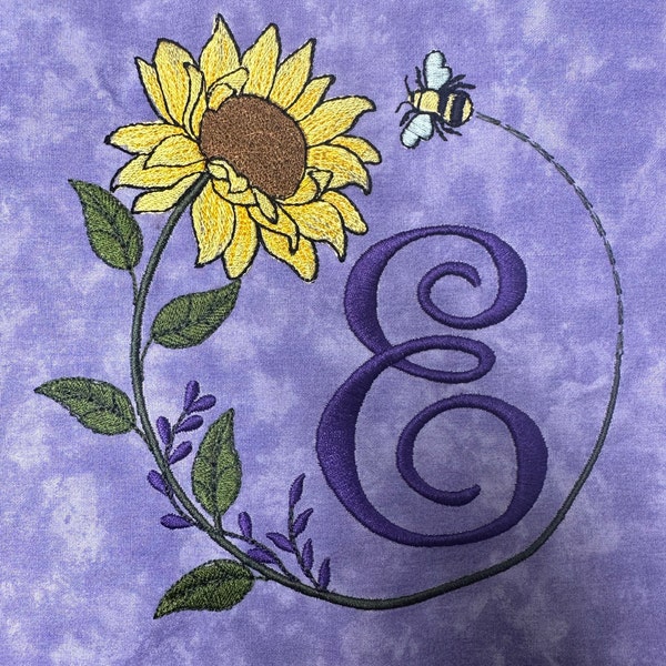 Wreath Sunflower Embroidery Design, Sunflower Monogram Frame Embroidery ...