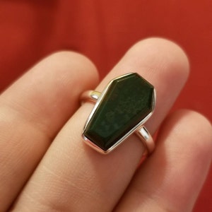 Coffin Ring, Bloodstone 10x17 Mm Coffin Shape Gemstone Silver Ring ...