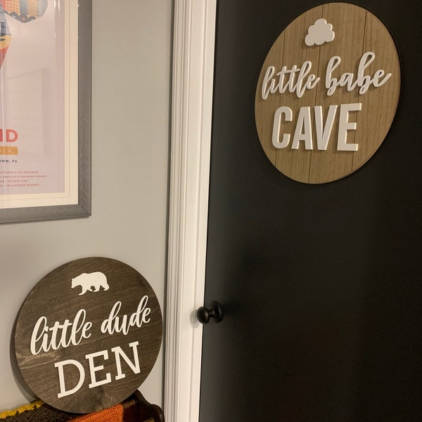 LARGE Little Man Cave Round 3D Wooden Sign || Boys Room Decor || Baby ...