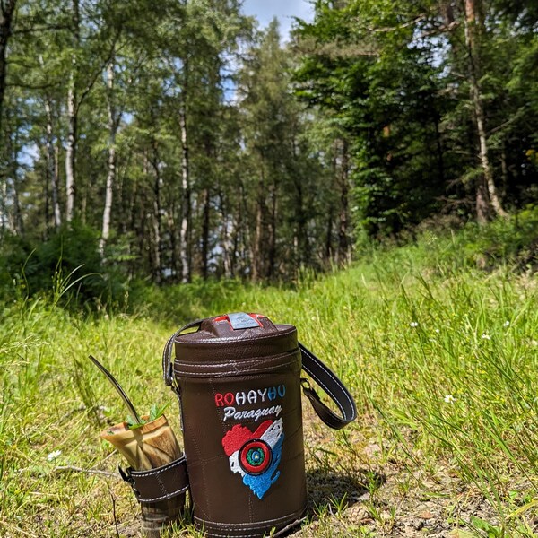 Round Small Yerba Mate Container Leather | Yerbera | Azucarera | Brown ...