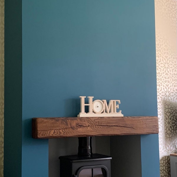 Rustic Oak Fireplace Mantel Beam: Aged Wood, Brackets Included (14cm X ...