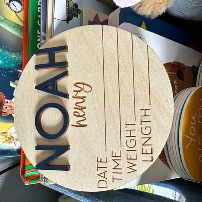 Baby Announcement Sign With Engraved Birth Stats Wood Sign for Name ...