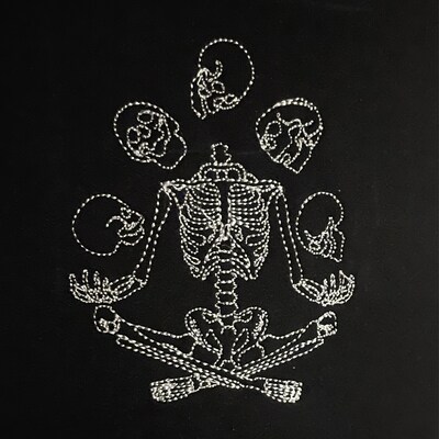 Skeleton Embroidery Design, Halloween Skeleton Meditating Embroidery ...