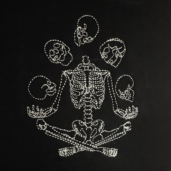 Skeleton Embroidery Design, Halloween Skeleton Meditating Embroidery ...