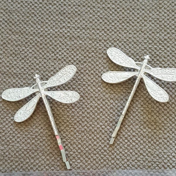 Dragonfly Bobby Pins, Set of Two, Antique Silver, Nickel Free ...