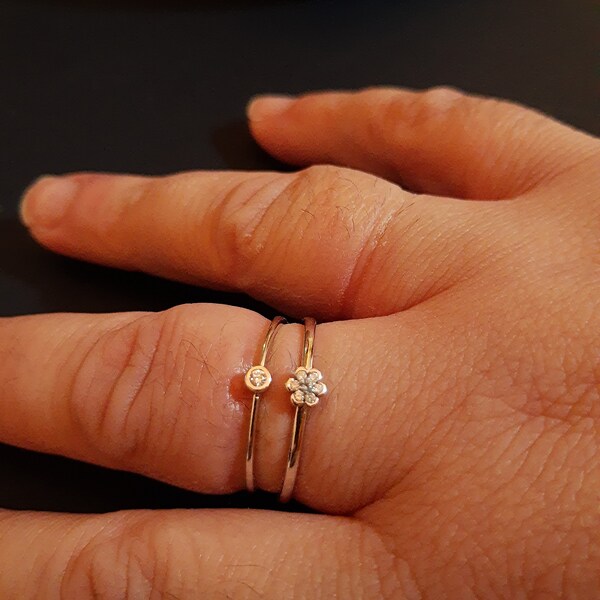 Dainty Diamond Ring, Solid 14K 18K Gold, Tiny Ring, Small Engagement ...