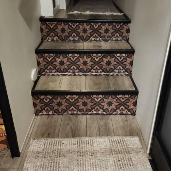 Moroccan Tile Pattern,stair Riser Stickers,peel and Stick Stair Riser ...