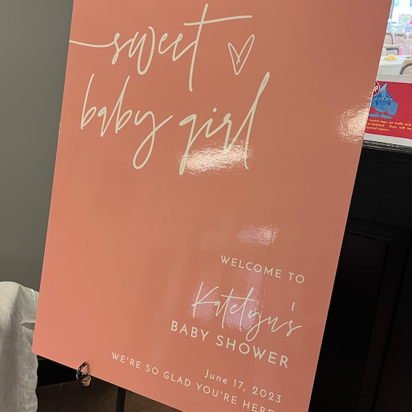 Boho Baby Shower Welcome Sign, Girl Baby Shower Welcome Sign, Pink Baby ...