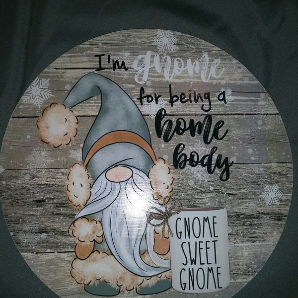 Gnome Christmas Holiday Sign Round Christmas Gnome Sign for Wreaths ...