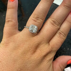 3 Carats Cushion Cut Diamond Simulated Wedding Engagement Halo | Etsy