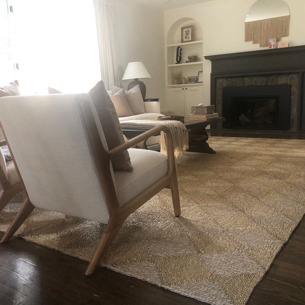 Hand Woven Seagrass Area Rug, Vintage Handmade Natural Straw Rug Rush ...