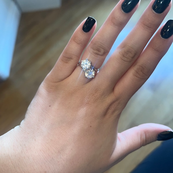 Toi Et Moi Ring, Round Cut Moissanite Diamond Ring, 14K Solid Gold Ring ...