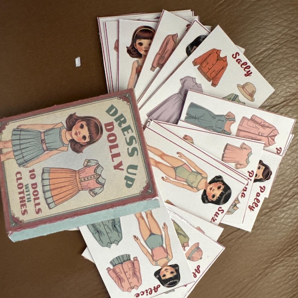 10 PAPER DOLLS With Clothes and Folder, Printable Dollhouse Miniature ...