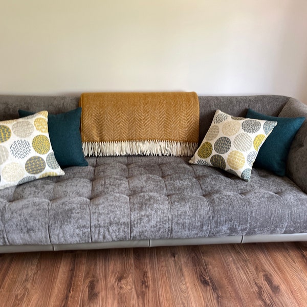 Raspberry Pink and Sage Green Illusion Weave Pure New Wool Blanket ...