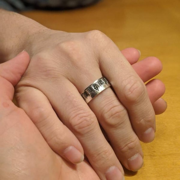 Sterling Silver Pine Tree Forest Ring, Nature Wedding Band - Etsy