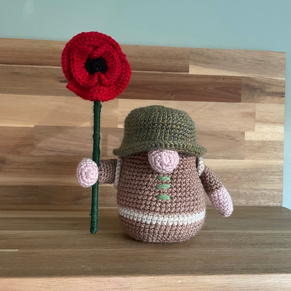 Remembrance Day Soldier With Poppy, Douglas the Gnome Crochet PATTERN ...