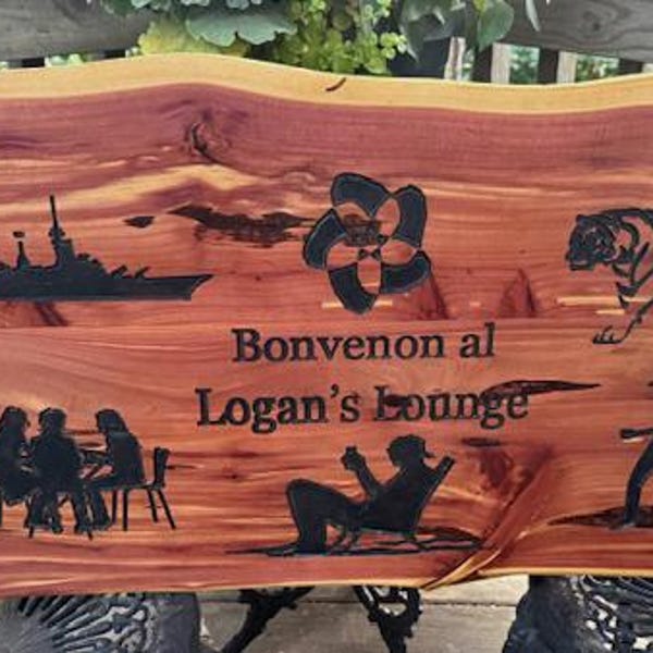 OUTDOOR Live Edge Cedar Wood Sign Custom Carved Sign Cabin Sign ...