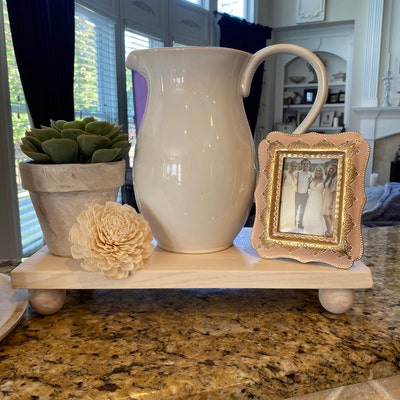 Wood Riser, Ball Leg Wood Tray, Farmhouse Decor, Rustic Tray, Riser ...