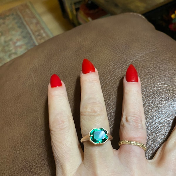 5 CT East-west Set Green Emerald,compass Prongs,bezel Set Solitaire ...