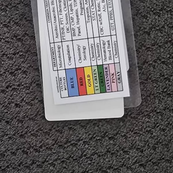 Order of Draw Badge Card. Common Blood Tests/tubes. - Etsy