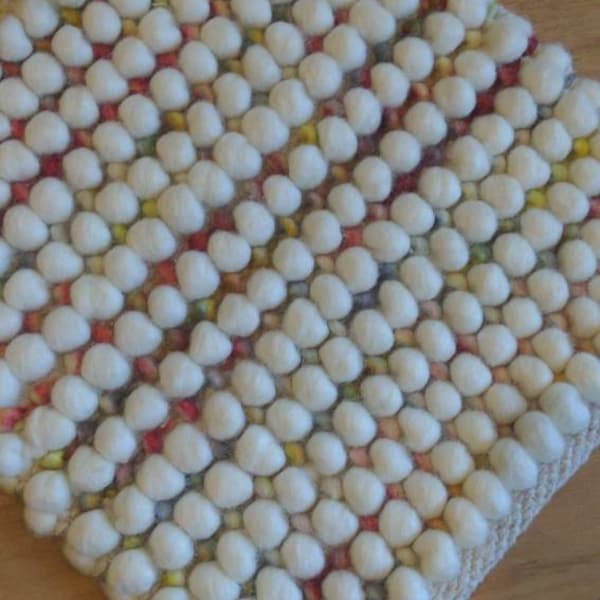 Rainbow Chunky Wool Loop Rug Hand Knotted, Multi Coloured, Soft, Funky ...