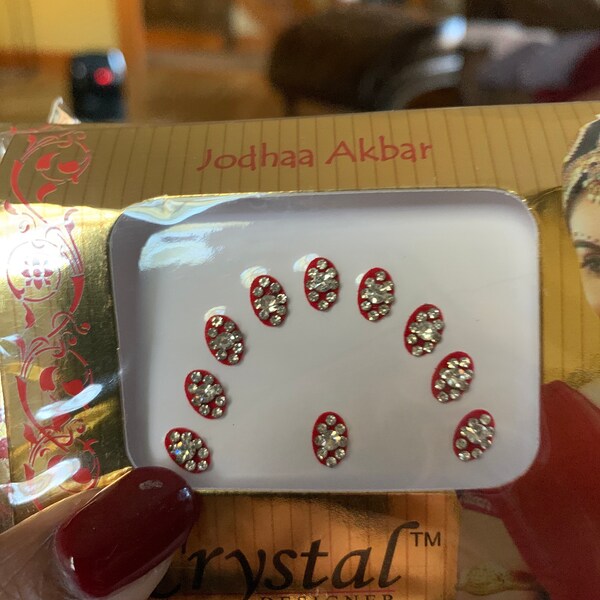 Red Color Teardrop Diamond Bindis, Makeup Bindis, Crystal Bindis, Face ...