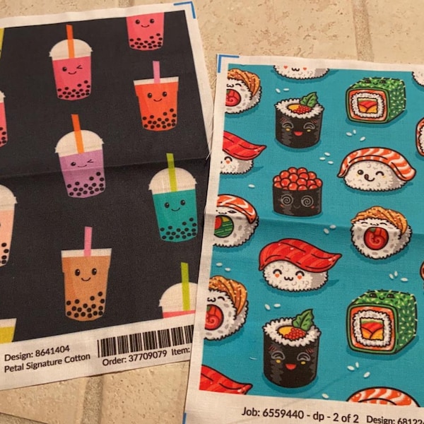 Boba Tea Fabric - Boba Kawaii Cute Food Bubble Tea Food Navy by ...