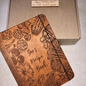 Personalized Wooden Recipe Book Binder Custom Journal Cookbook | Etsy