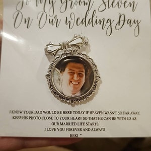 Personalised Memorial Photo Bow Charm Pin/gift for Groom/him/heaven ...