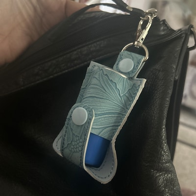 Lt. Blue Floral Embossed Inhaler Case Keychain,inhaler Holder Keychain ...