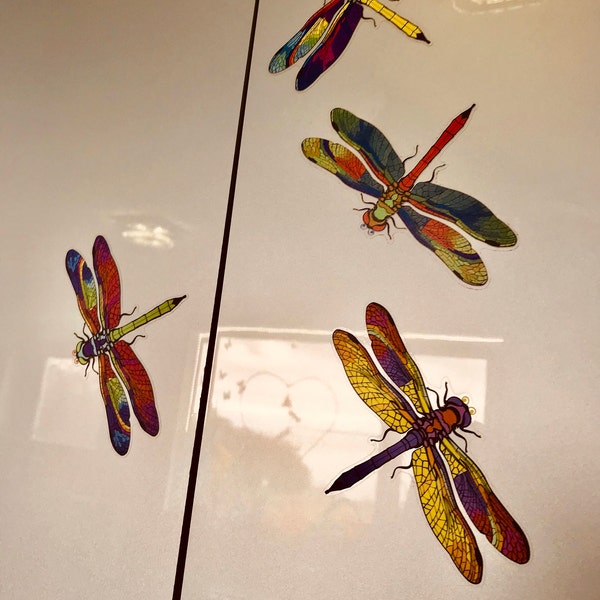 8 Beautiful Dragonfly Double-sided Cling Window Stickers - Anti ...