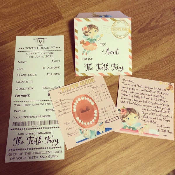 Editable Tooth Fairy Kit Letter Pouch Receipt Tooth Guide and Envelope ...
