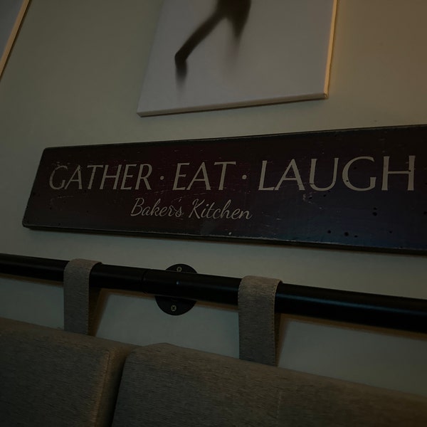 Gather Eat Laugh Wood Sign, Custom Chef Baker Name Housewarming Gift ...