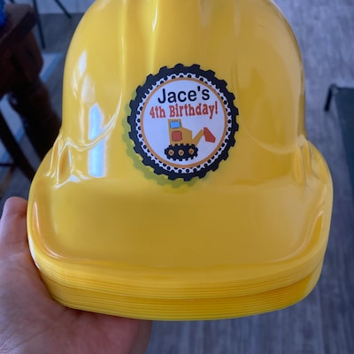 Personalized Plastic Construction Party Hats Construction - Etsy
