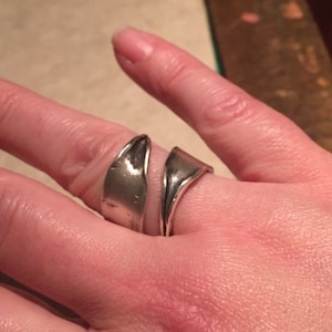 Wrap Ring-sterling Silver Wide Wrap Ring-index Finger Folded Unique ...