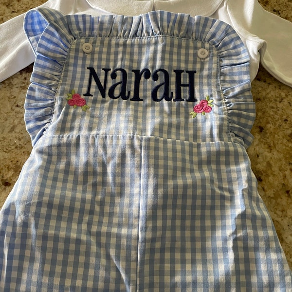 Personalized Corduroy and Gingham Ruffle Overalls, Monogrammed Overalls ...