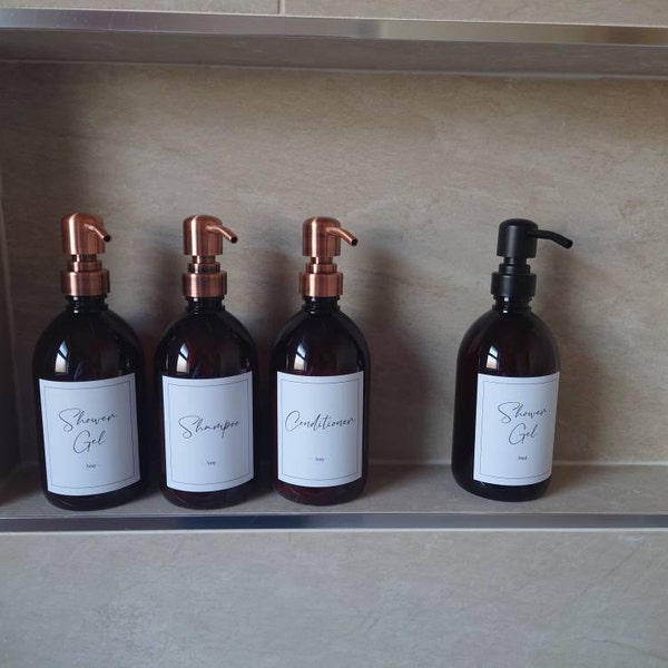 Amber Plastic Bottle - Labelled Refillable Bottle With Metal Matte ...