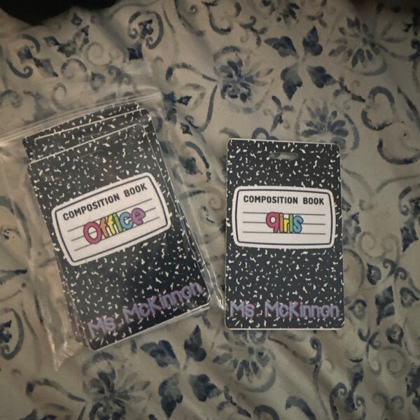 Composition Book Theme Classroom Hall Passes for Teachers, Personalized ...