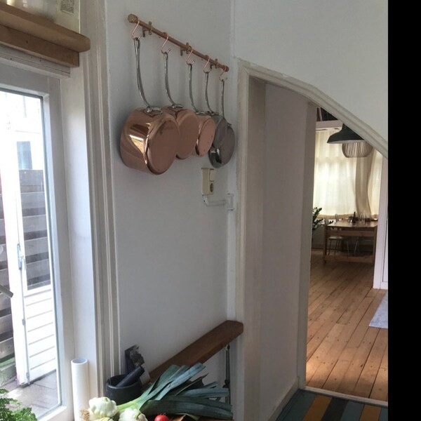 Handmade Copper and Brass Pot and Pan Rack, Copper Rails, Copper ...