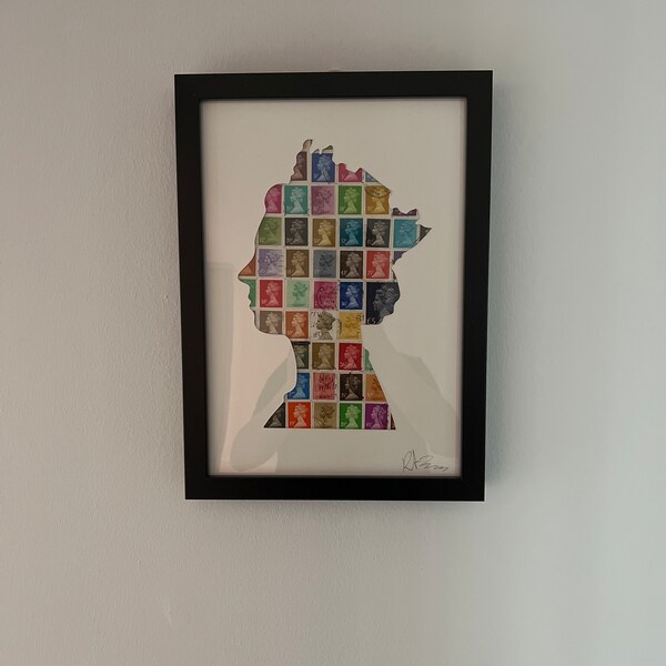Queen Elizabeth II Stamp Art - Etsy