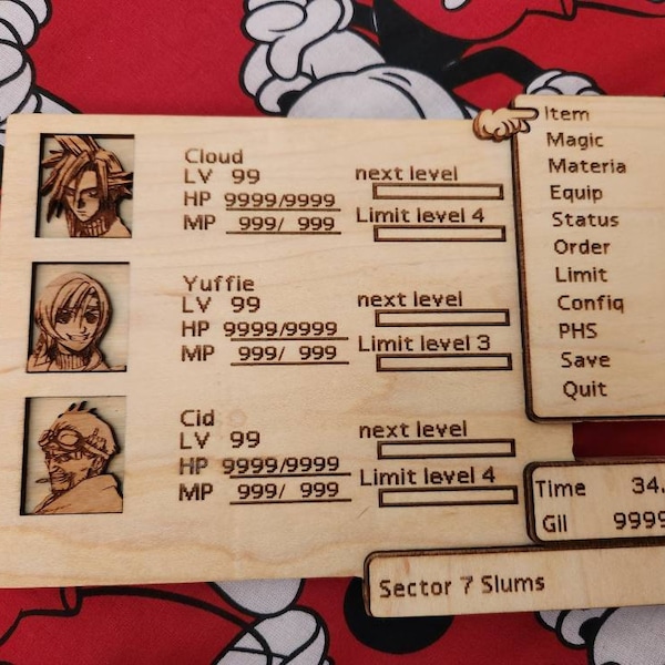 Custom Wooden Final Fantasy 7 Menu Screen With Characters You Can Pick ...