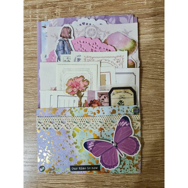 Handmade Pink Strawberries Themed Junk Journal, Pink Lace, Pockets ...