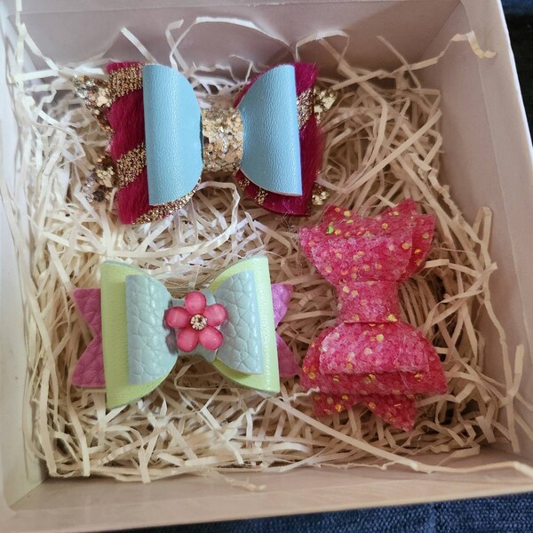 Fancy Hot Pink Glitter Dog Bow. Small Dog Hair Bows. Cute for Dog ...