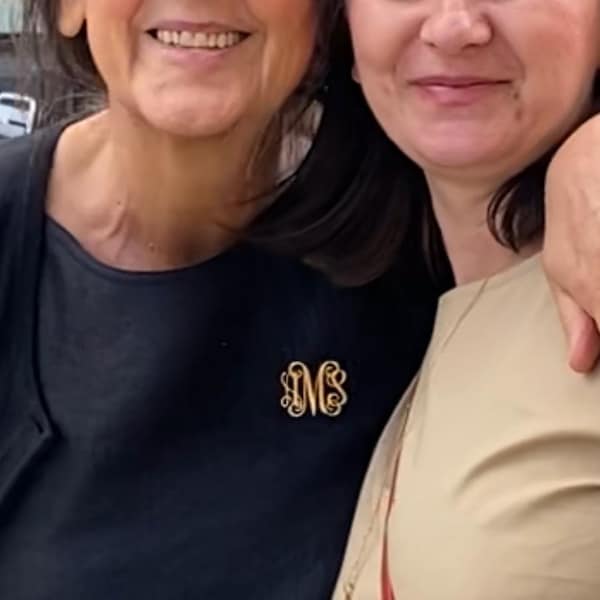 Gold Monogram Brooch, 3 Initials Monogram Brooch, Personalized Name Pin ...