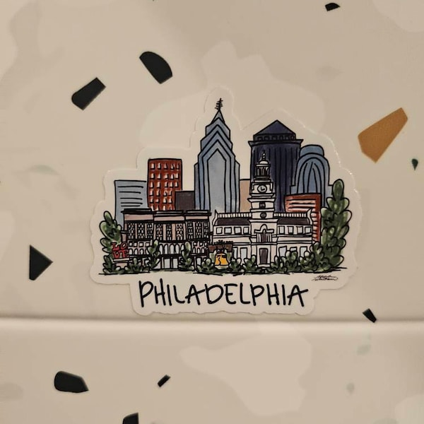 Philadelphia Skyline Sticker: Waterproof Vinyl Cityscape Decal - Etsy